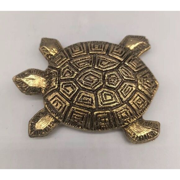 Accessories | Vintage 197s Brass Turtle Belt Buckle With Usa | Poshmark